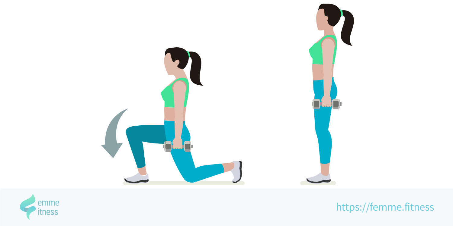 Walking Lunges: Fentes en marchant (avec ou sans poids) · Femme Fitness